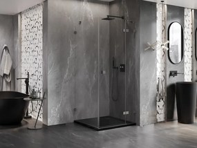 Mexen Lunar, výklopný sprchový kout pravý 100 x 100 cm, 8mm čiré sklo, profil grafit broušený, 834-100-100-66-00-P
