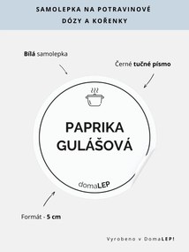 Samolepka na kořenky PAPRIKA GULÁŠOVÁ bílá 5 cm tučné písmo