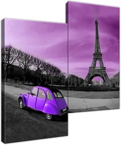 Tištěný obraz Fialový Citroën 2cv v Paříži 90x30cm 1375A_3A