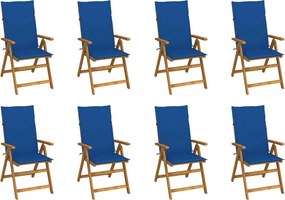 vidaXL Skládací zahradní židle s poduškami 8 ks masivní akácie [3075059] Barva: Královská modř