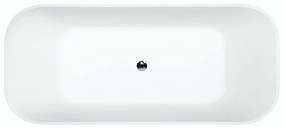 Besco Volně stojící vana z litého mramoru Assos S-Line BW 160x70 Barva: Bílá/černá, Rozměry (cm): 160x70, Typ a barva výpustě: Click-Clack s horním čištěním, černá
