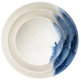 Jídelní sada 24 ks krémová/modrá/porcelán