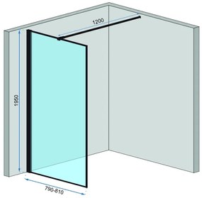 Rea - Bler sprchová zástěna 80x195cm, 8mm sklo, čiré sklo/černý profil, REA-K7637