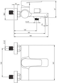Deante Tubo, nástěnná vanová baterie, chromová, BUT_010M