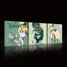 Postershop Obraz na plátně: Zvonilka, Tinker Bell (1) - set 3ks 25x25cm