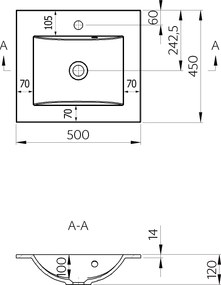 Sapho YUKON umyvadlo litý mramor 50 x 45 cm s přepadem bílá YU050