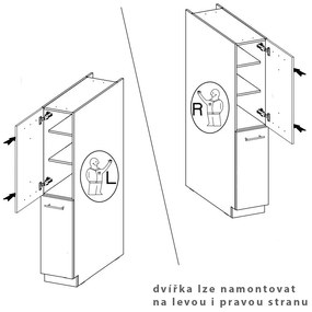LARA gr | vysoká skříňka 30DK-162 CARGO 2F potravinová | 30 cm | UNI | šedá lesk