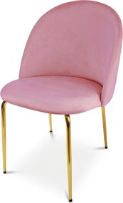 Jídelní židle INCA VELVET se zlatými nohami, růžová