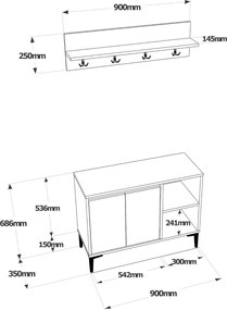 GLENC loftová předsíňová sestava, ořech/šedá