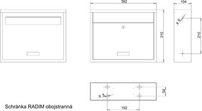 KĽUČKA RADIM oboustranná poštovní schránka RAL 9006 / Stříbrná