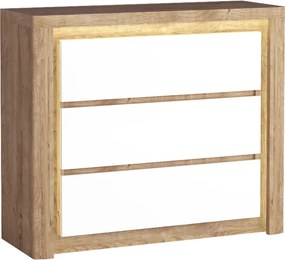 LIVINIO | komoda L-6 se zásuvkami | 114 cm | V CENĚ LED LIŠTA | ribbeck/bílá lesk