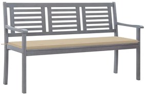 3místná zahradní lavice s poduškou 150 cm šedá eukalyptus,  3061053