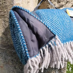 Pikniková vlněná deka Polo Herringbone Teal 183 x 150 cm Tweedmill