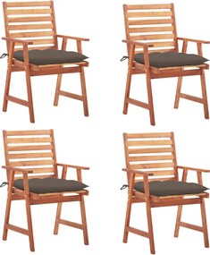 vidaXL Zahradní jídelní židle s poduškami 4 ks masivní akáciové dřevo [3078338] Barva: vínová červená