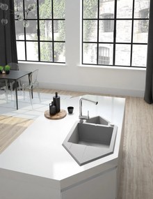 Deante Hexon, 1,5-komorový granitový dřez 995x500x204 mm, bílá matná, DEA-ZQP_A653