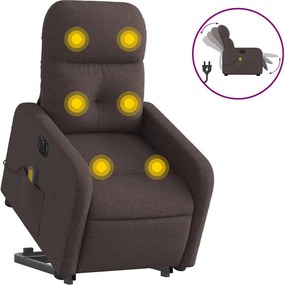 Elektrické zvedací masážní polohovací křeslo tmavě hnědé textil 3206827
