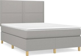 Box spring postel s matrací světle šedá 140 x 190 cm textil 3142249