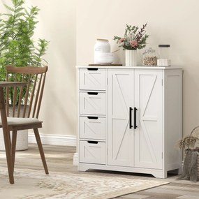 HOMCOM koupelnový nábytek, úložný nábytek, se 4 zásuvkami, 1 skříňkou, pro malé prostory, 81,2 x 30 x 83,8 cm, bílá