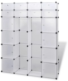 Modulární skříň s 18 přihrádkami bílá 37 x 146 x 180,5 cm 240502