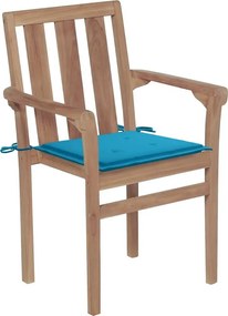 vidaXL Stohovatelné zahradní židle s poduškami 6 ks masivní teak [3073412] Barva: Zelená