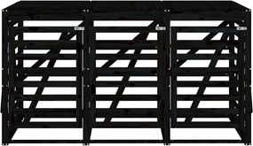 Úložný box na tři popelnice černý masivní borové dřevo 3157695