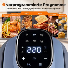 Costway Přenosná vzduchová fritéza 6-in-1 Fritování a pečení na vzduchu 4 L