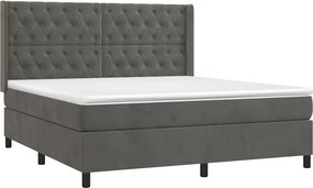 Box spring postel s matrací tmavě šedá 160x200 cm samet 3132868