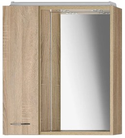 Aqualine, ZOJA/KERAMIA FRESH galerka s LED osvětlením 60x60x14cm, levá, dub platin, 45027