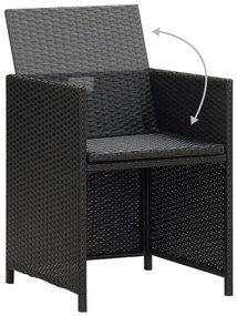 Zahradní židle 2 ks s poduškami a polštáři polyratan černé,  42559