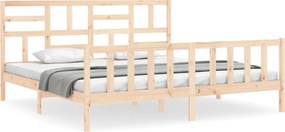 Rám postele s čelem Super King Size masivní dřevo 3193091