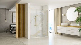 Rea - Sprchové dveře Hugo 100 + sprchová zástěna 30 - zlatá/transparentní