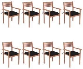 vidaXL Stohovatelné zahradní židle s poduškami 8 ks masivní teak