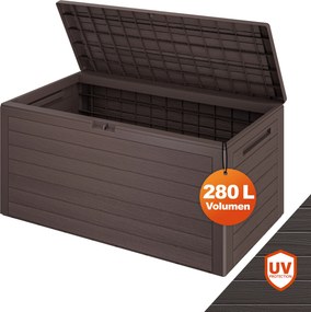 Zahradní úložný box Woody 280L hnědý dekor dřeva voděodolné