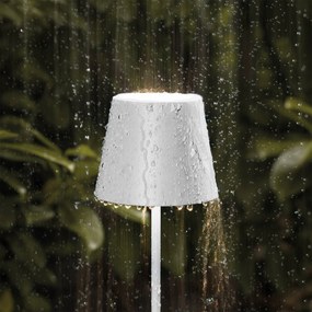 LED stolní lampa Nuindie aku, kulatá, 38cm, bílá