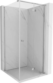 Mexen Mist-F T, 1-křídlý ​​skládací sprchový kout pravý 85 x 85 cm, čiré sklo, chromový profil, 8A6T-085-085-01-00-P