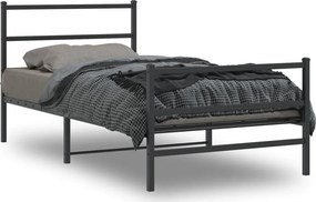 vidaXL Kovový rám postele s hlavovým a nožním čelem 107 x 203 cm [355379] Barva: Černá