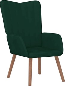 Relaxační křeslo tmavě zelené samet 327657