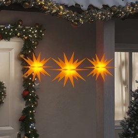 vidaXL Svítící vánoční hvězdy s LED 3 ks skládací [356197] Barva: Žlutá