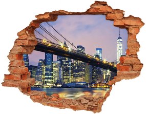 Wallmuralia Nálepka 3D díra na zeď Brooklynský most 90x70 cm