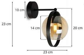 Nástěnné svítidlo Haga Ring 1, 1x medové skleněné stínítko (výběr ze 3 barev uchycení)