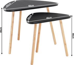 Konferenční stolky, set 2 ks, černá / přírodní, GOREJ