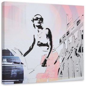 Gario Obraz na plátně Žena na čerpací stanici Rozměry: 30 x 30 cm