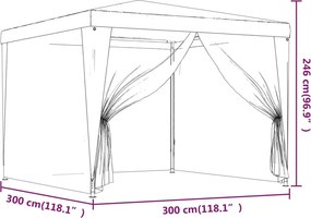 Party stan se 4 síťovanými bočnicemi červený 3 x 3 m HDPE 319230