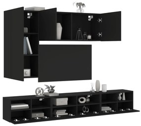 5dílná obývací stěna černá kompozitní dřevo