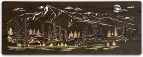 Li-Go "Chata v horách" světelný obraz 230V 130x50 cm provedení povrchu: bříza