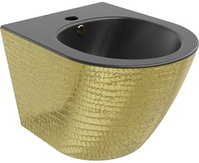Mexen Lena, závěsný bidet 480x370x325 mm, černá matná - zlatý vzor, 35224878