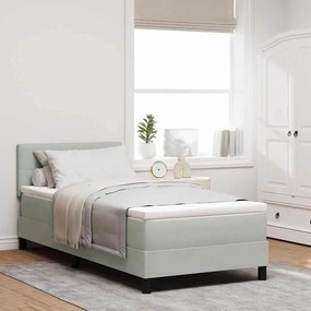 Postel s boxspringem s čelo Světle šedá 90 x 190 cm samet 3339140