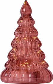 LED svítící stromeček na baterie skleněný, vínový, 23,5 × 13 cm, 3× AA