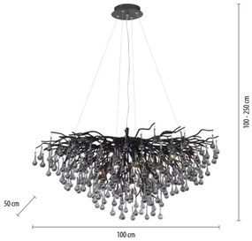 Paul Neuhaus 2192-18 - Lustr na lanku ICICLE 10xG9/40W/230V 50x100 cm černá