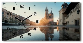 Wallmuralia Skleněné hodiny na stěnu tiché Krakov Polsko 60x30 cm